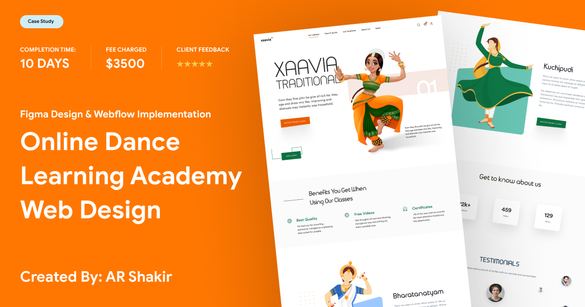 Dance Trainer Website Design and Figma Development by AR Shakir