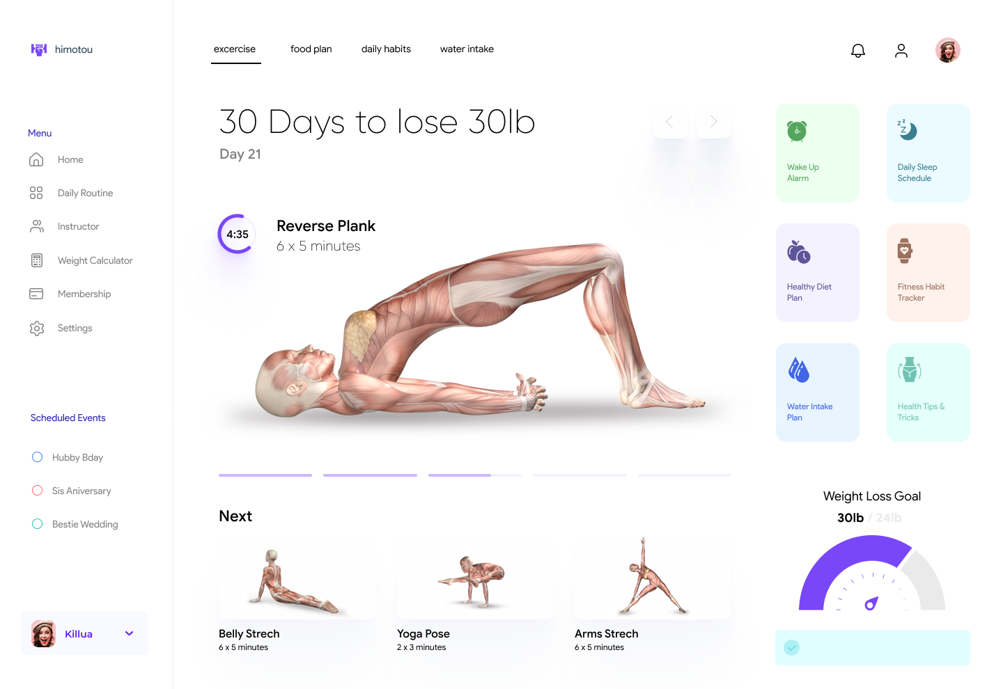 Weight Loss Dashboard UI Concept2 by AR Shakir