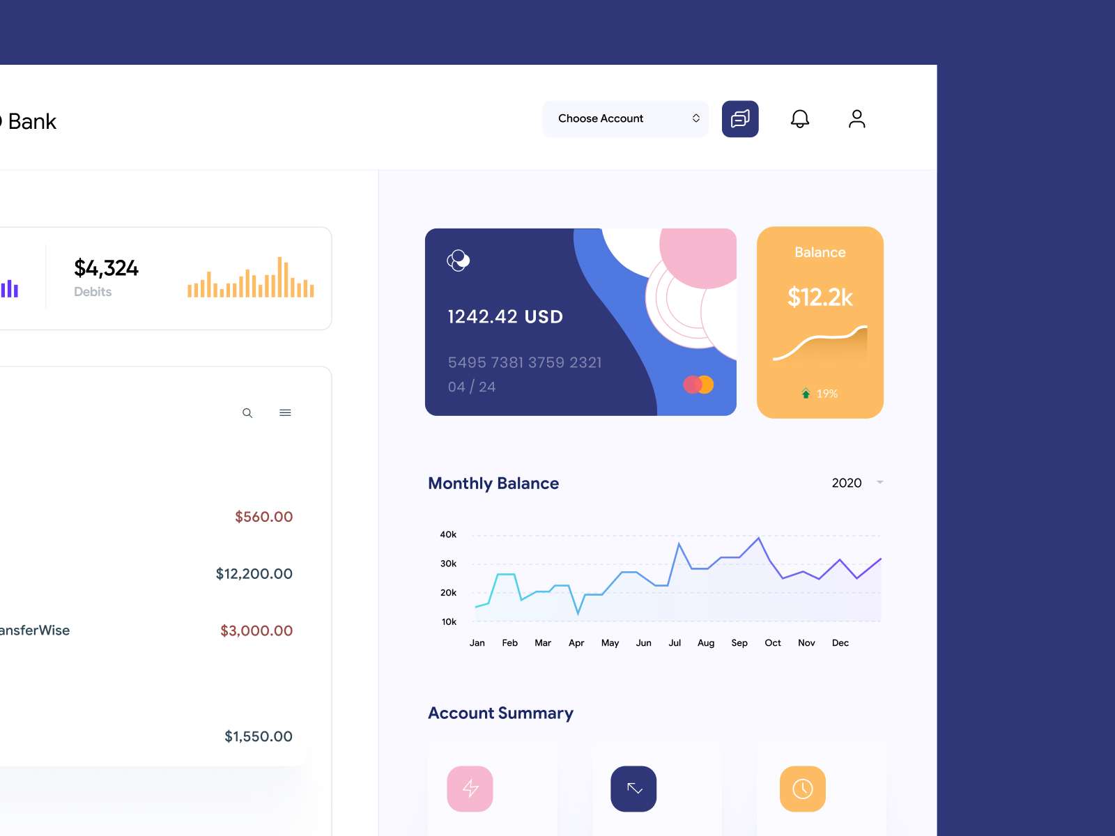 Banking Dashboard UI freebie for Sketch, Figma and Adobe XD