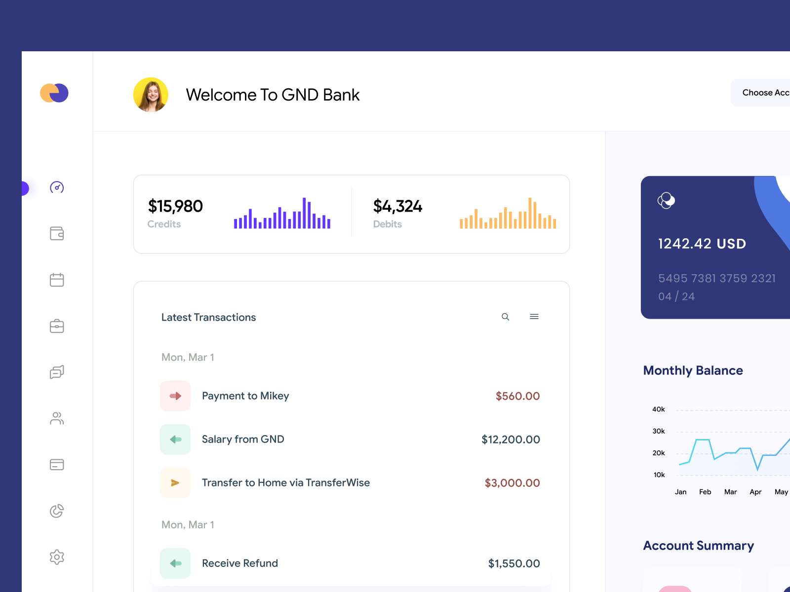 Banking Dashboard UI freebie for Sketch, Figma and Adobe XD