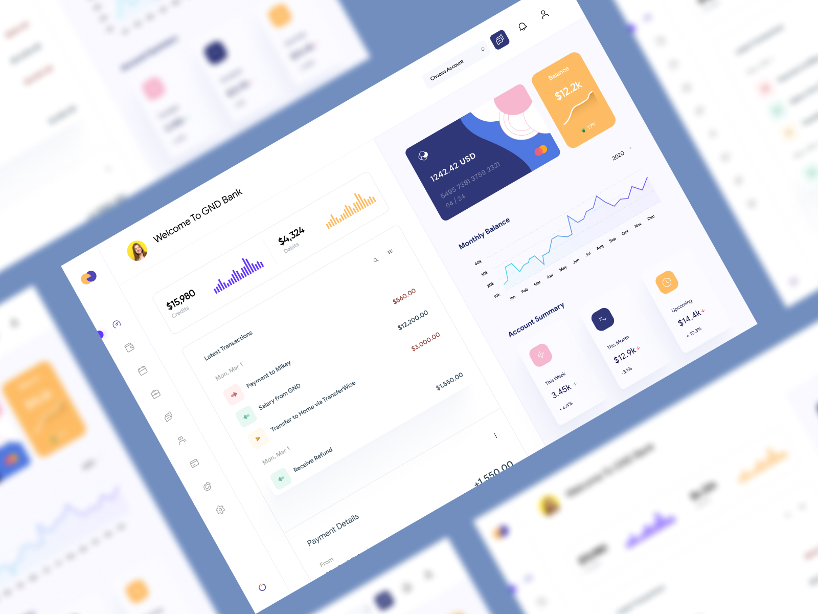 Banking Dashboard UI freebie for Sketch, Figma and Adobe XD