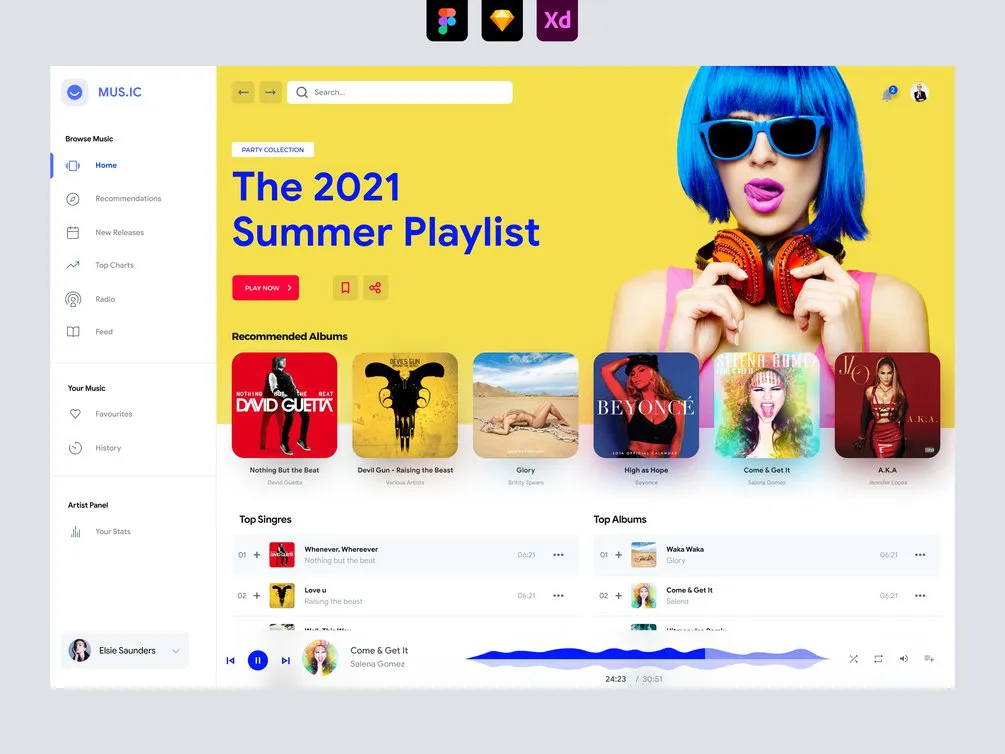 Music Dashboard UI Concept Figma Freebie | Music Dashboard UI Concept ...