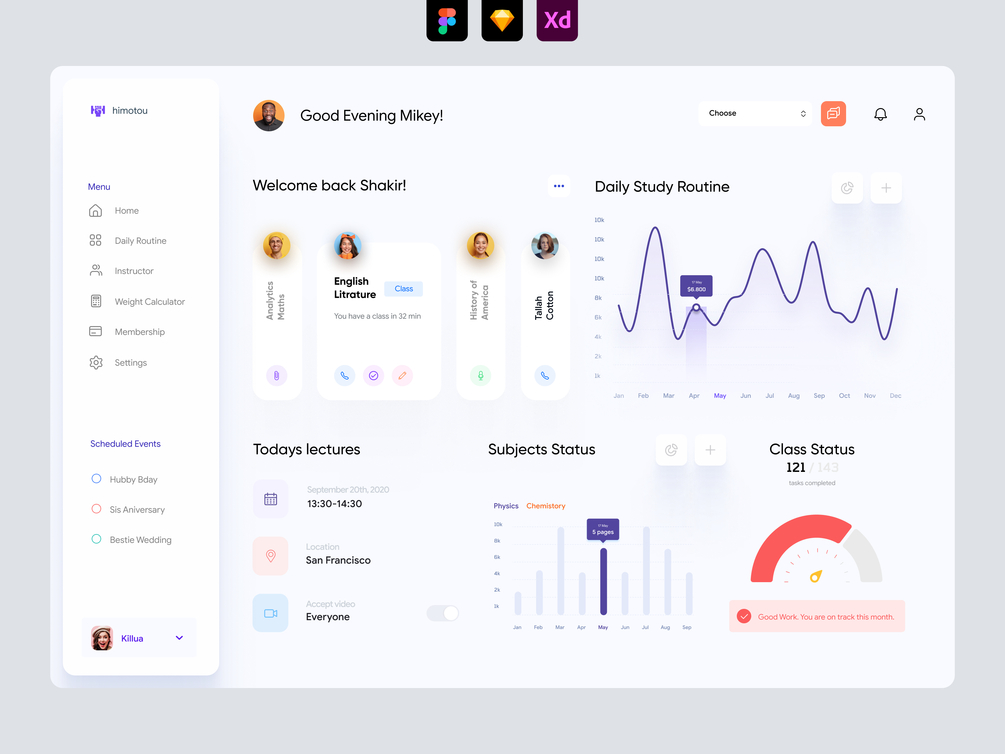 Online Class Dashboard UI Figma Freebie | Online Class Dashboard UI ...