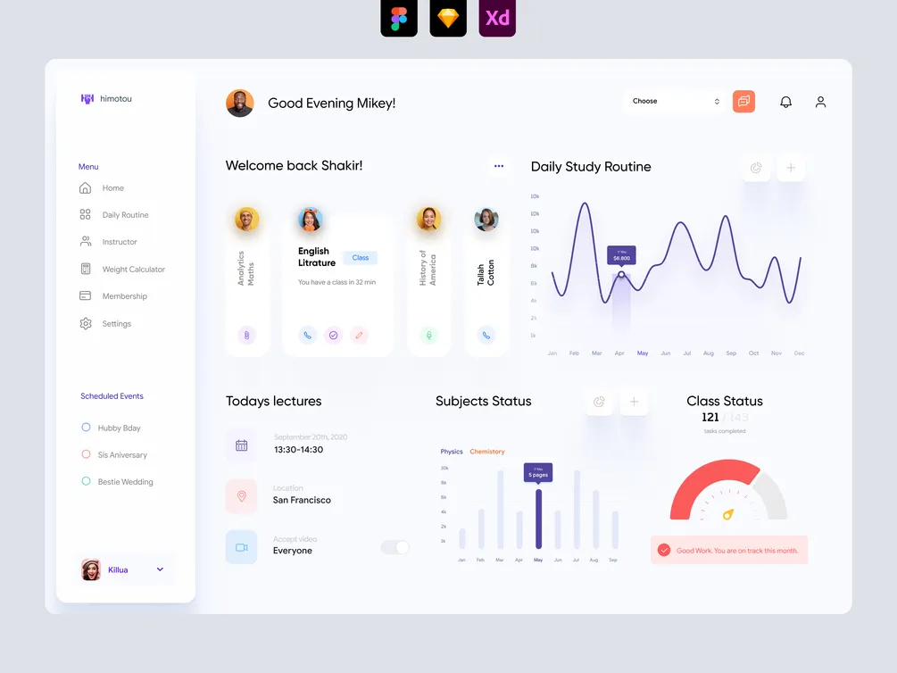 Online Class Dashboard UI Figma Freebie | Online Class Dashboard UI ...