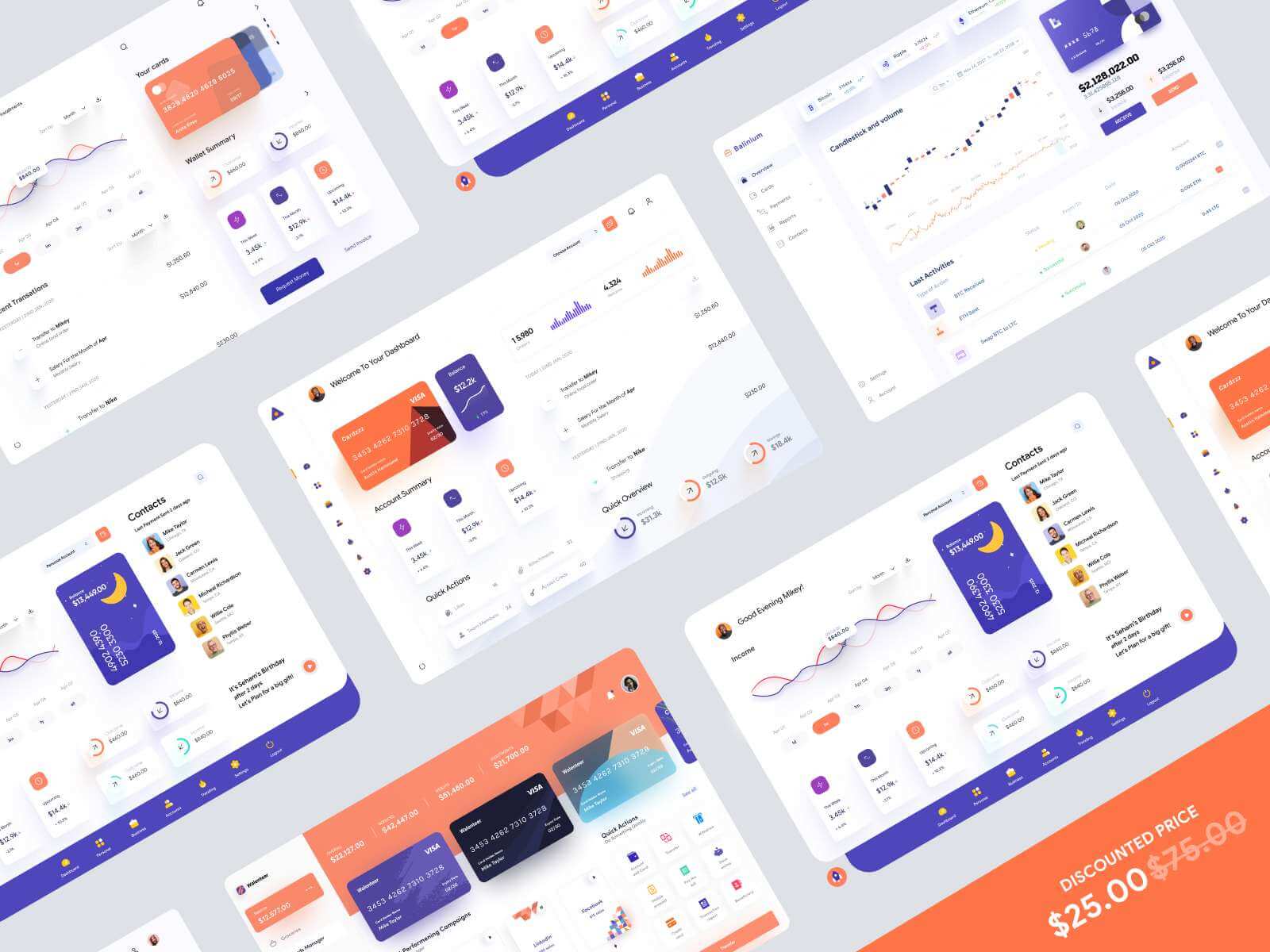 Set of 5 Clean and Modern Finance Dashboards Designed in Figma Figma ...