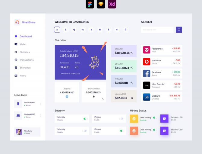 Mining Dashboard Ui Concept Figma Freebie Mining Dashboard Ui Concept Adobe Xd Free Template